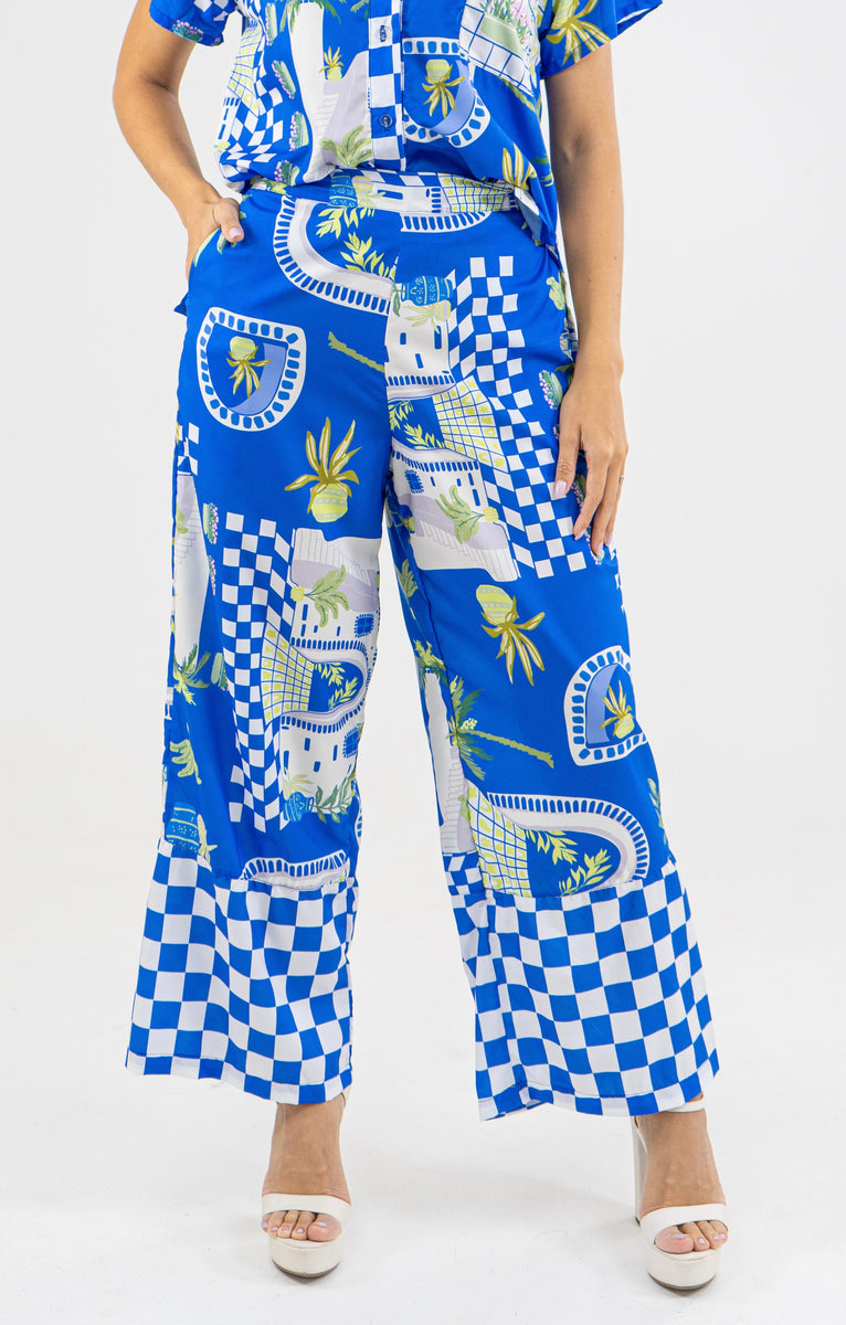 PANTALON ALICIA - CUADROS AZUL – Sofisticadas